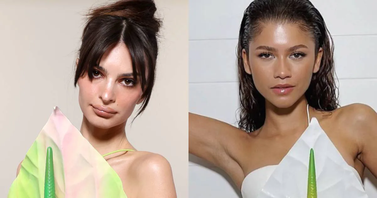 Emily Ratajkowski Goes Au Naturel in a Sculptural Floral Top