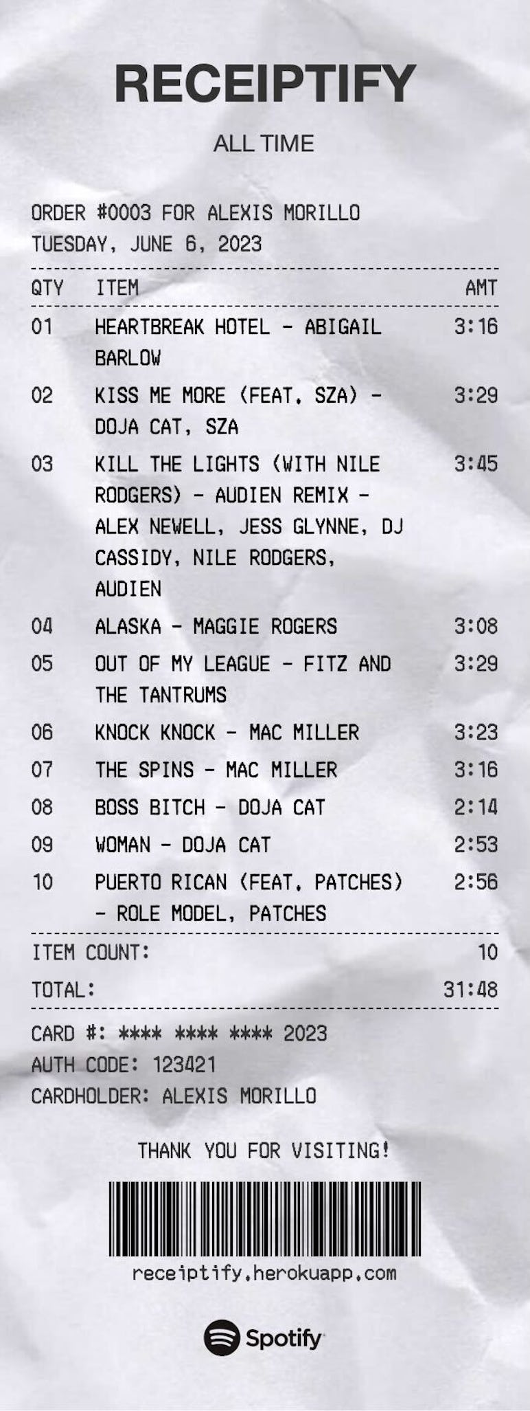 How To Make Your Own Spotify Receiptify Graphic