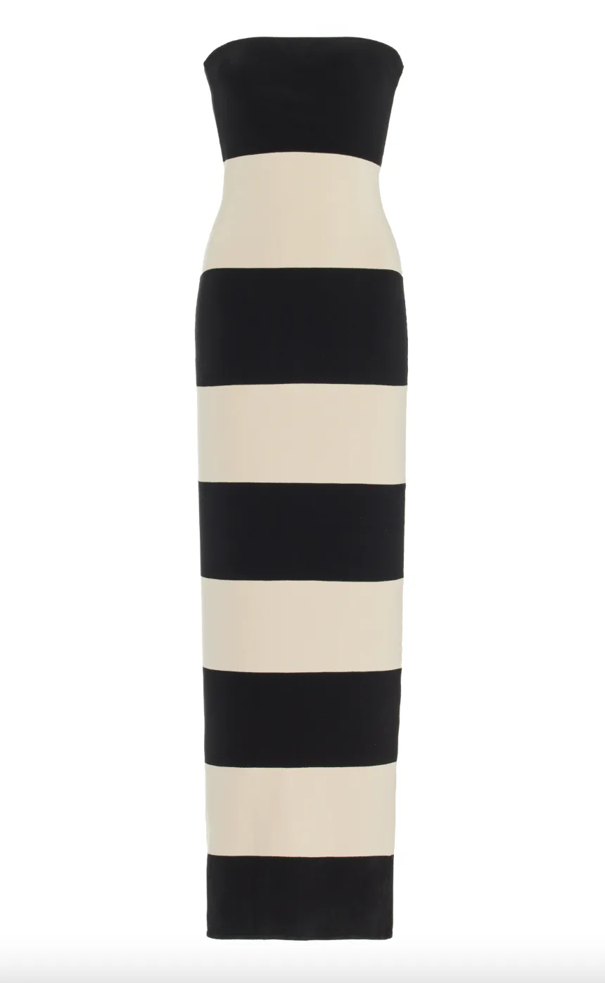 Katie Holmes Matches With Meghan Markle In a Striped Tube Dress