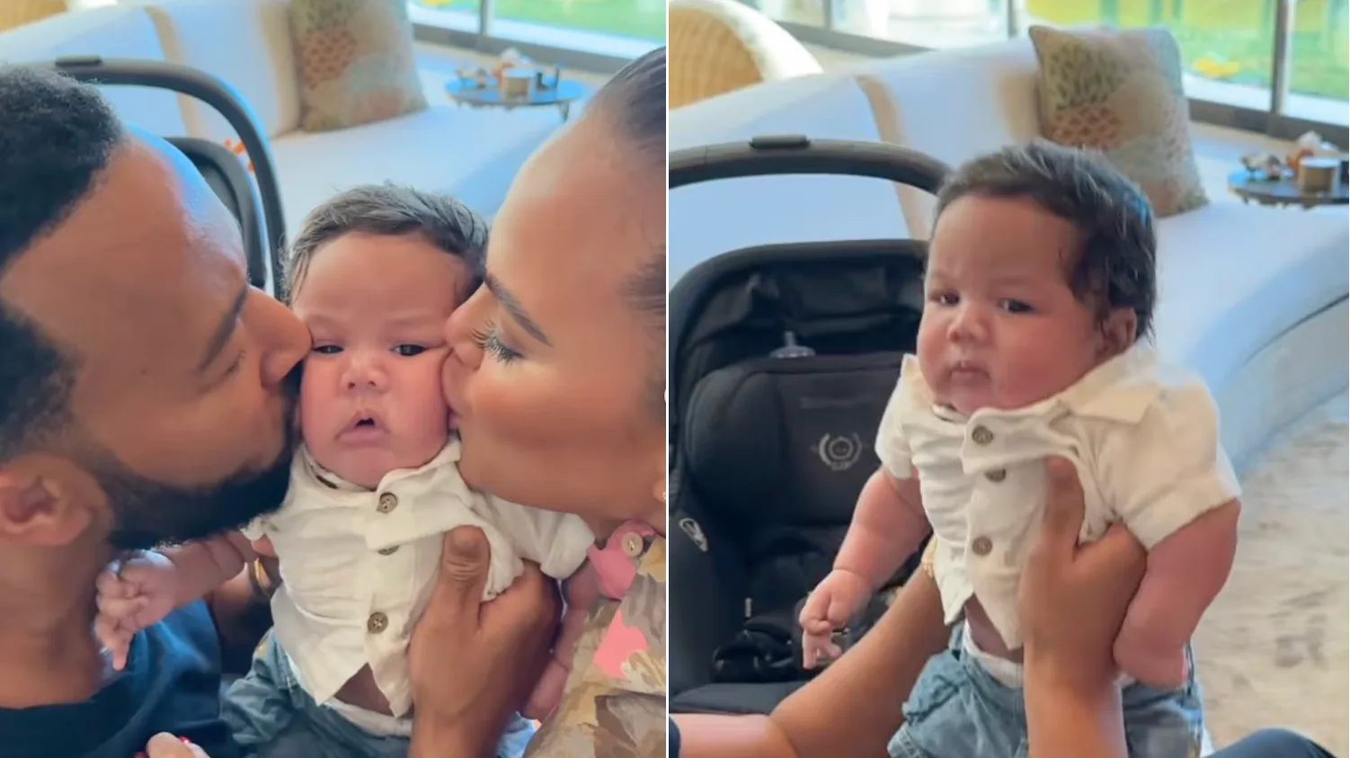 Chrissy Teigen & John Legend's Son Wren Is Not A Fan Of A "Kiss Sandwich"