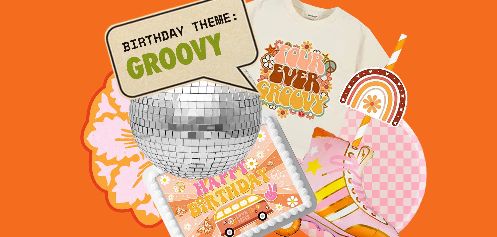 Groovy Birthday Party: Outfits, Decor, Favors, & Invitations