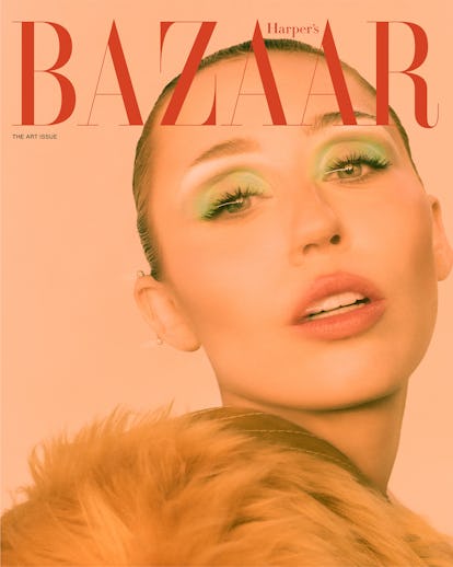 Miley Cyrus Wore A Feathery Dior Bodysuit For 'Harper's Bazaar'