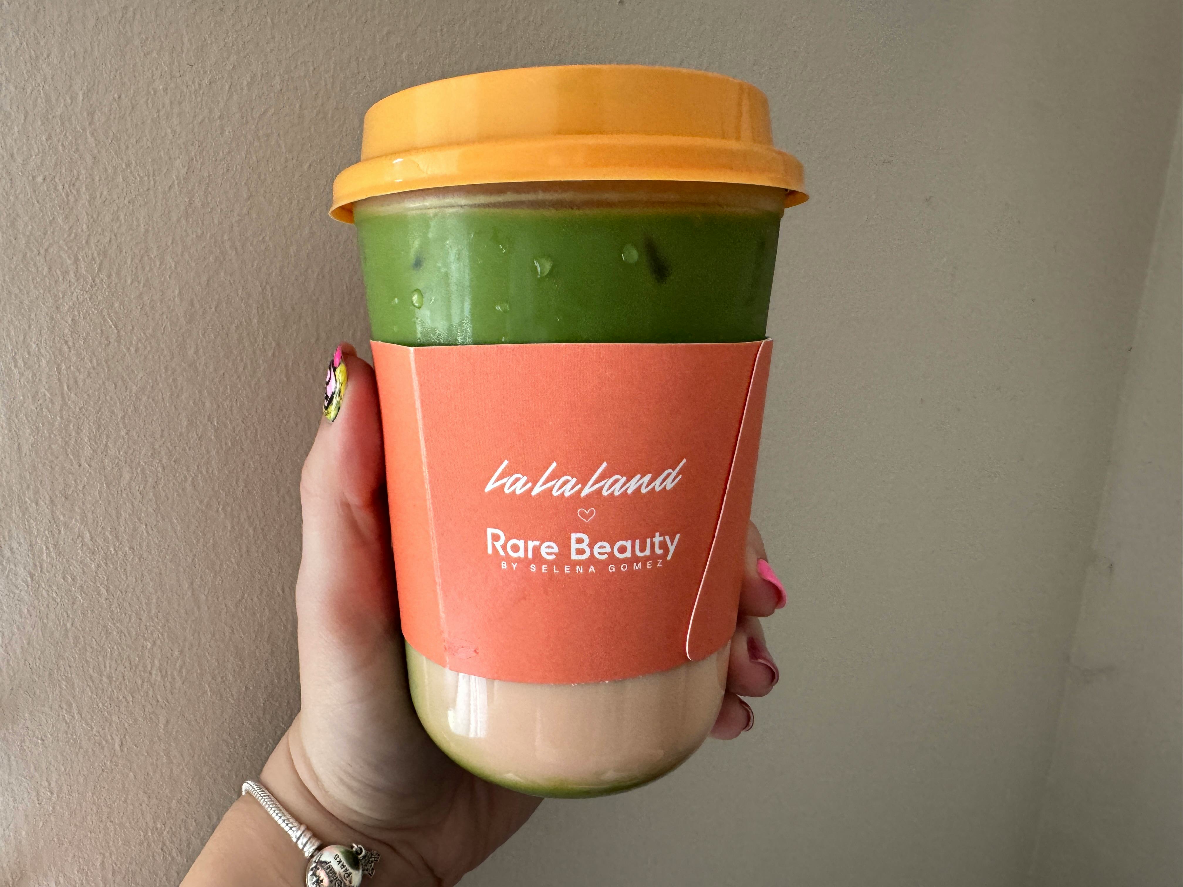 I Tried Rare Beauty's Peach Matcha Latte At La La Land Kind Cafe