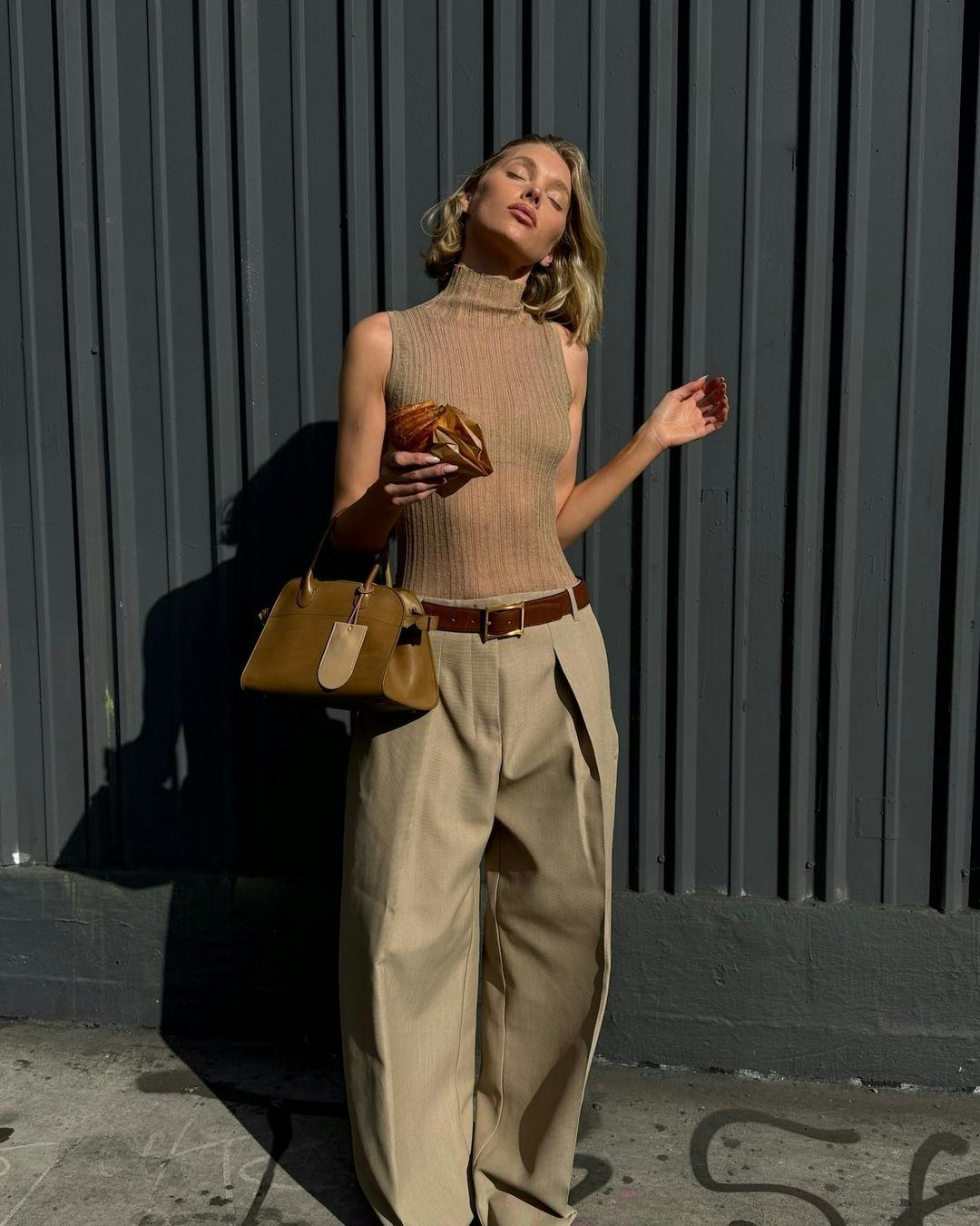 Elsa Hosk's Spicy Corpcore 'Fit Included A Bra-Baring Sheer Top