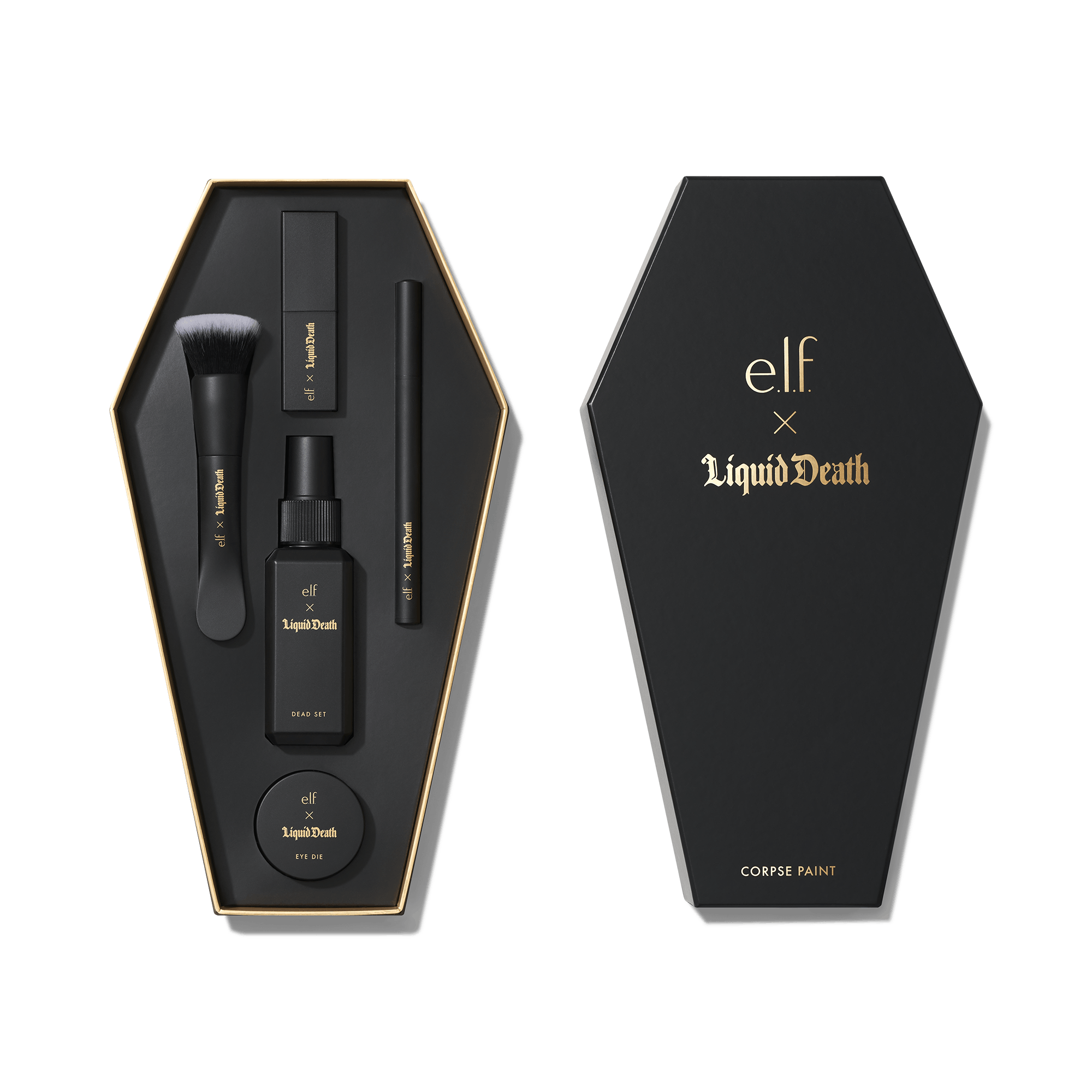 E.l.f. Cosmetics x Liquid Death Corpse Paint Makeup Vault Collab 2024