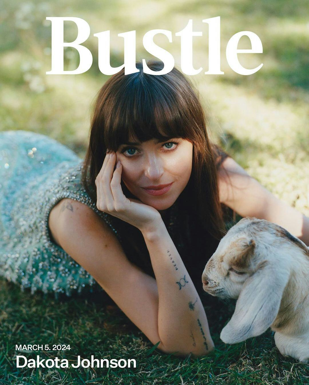 Dakota Johnson Wore A Dangerously Low-Cut Dress On 'Bustle' Cover