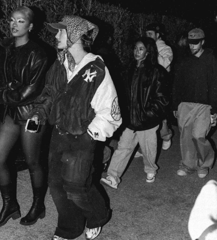 Headscarf Over Baseball Cap Trend 2024 Hailey Bieber