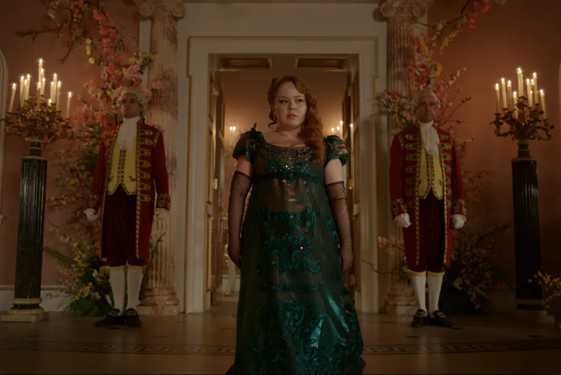 Nicola Coughlan's Emerald 'Bridgerton' Dress Marks Penelope's Glow-Up