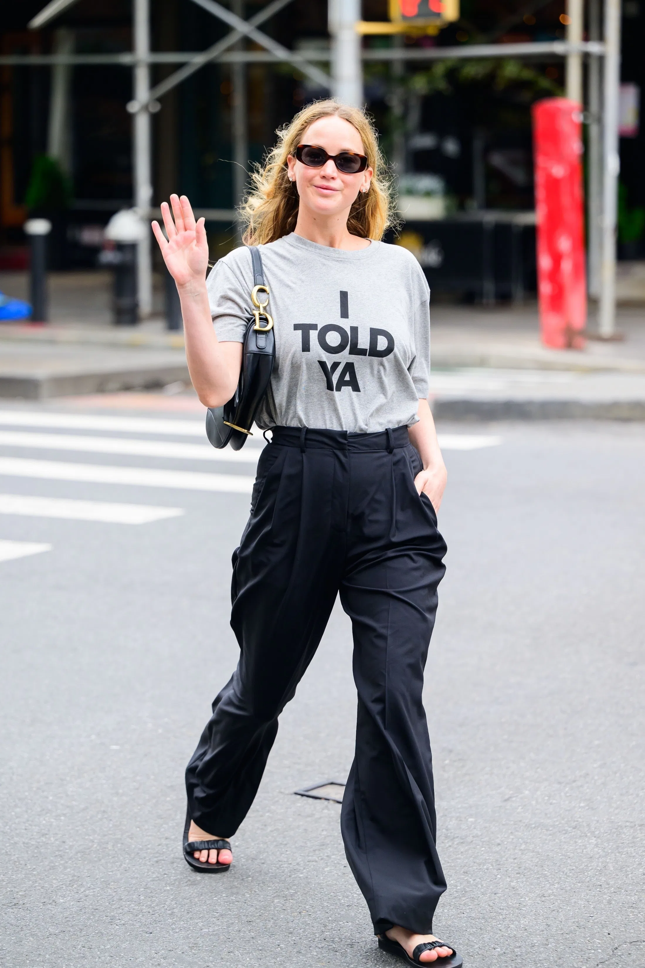 Jennifer Lawrence Wore The 'Challengers' "I TOLD YA" T-Shirt