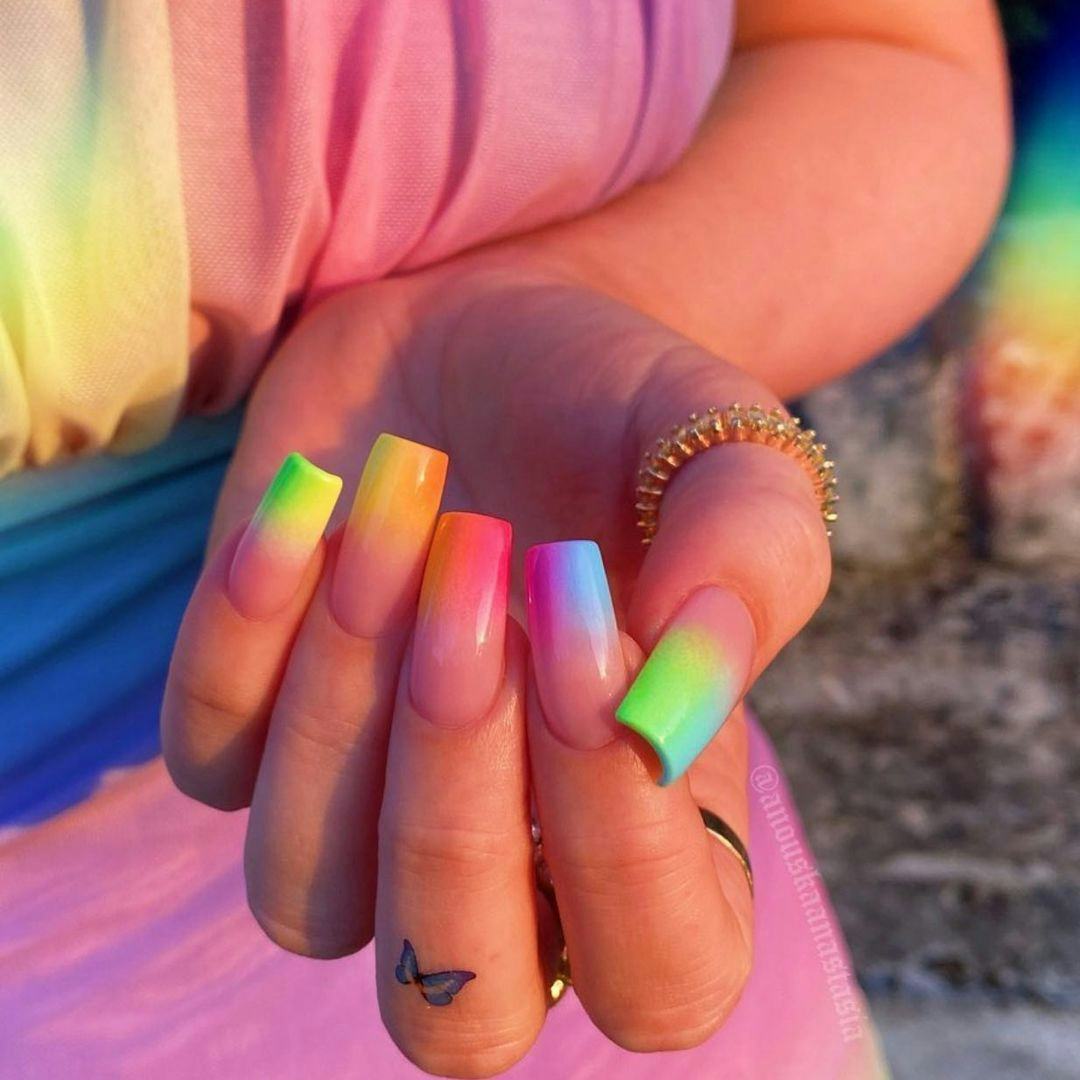 16 Rainbow French Tip Nail Ideas For The Most Colorful Manicure