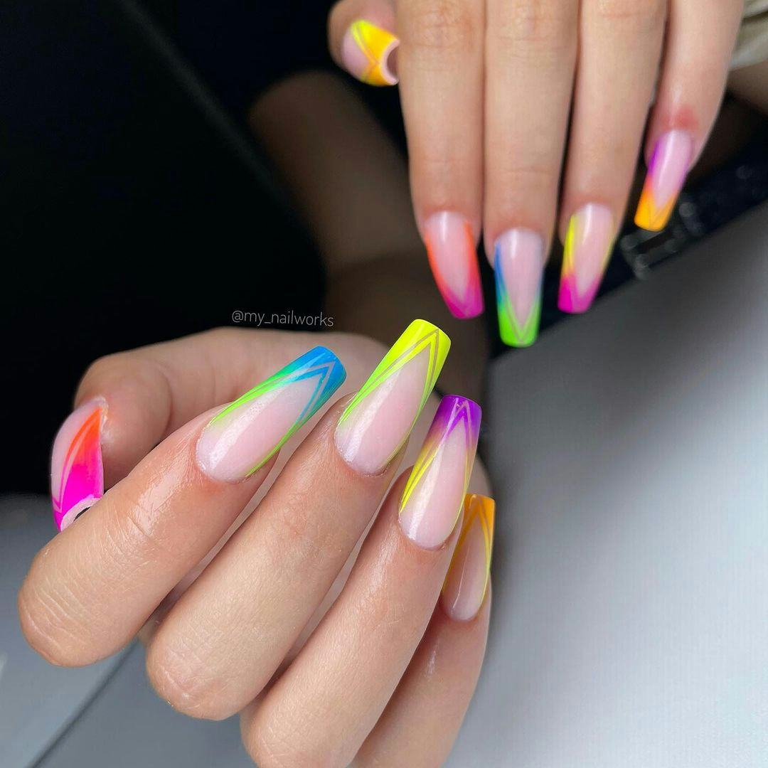 16 Rainbow French Tip Nail Ideas For The Most Colorful Manicure