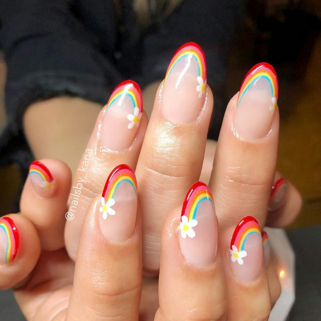 16 Rainbow French Tip Nail Ideas For The Most Colorful Manicure