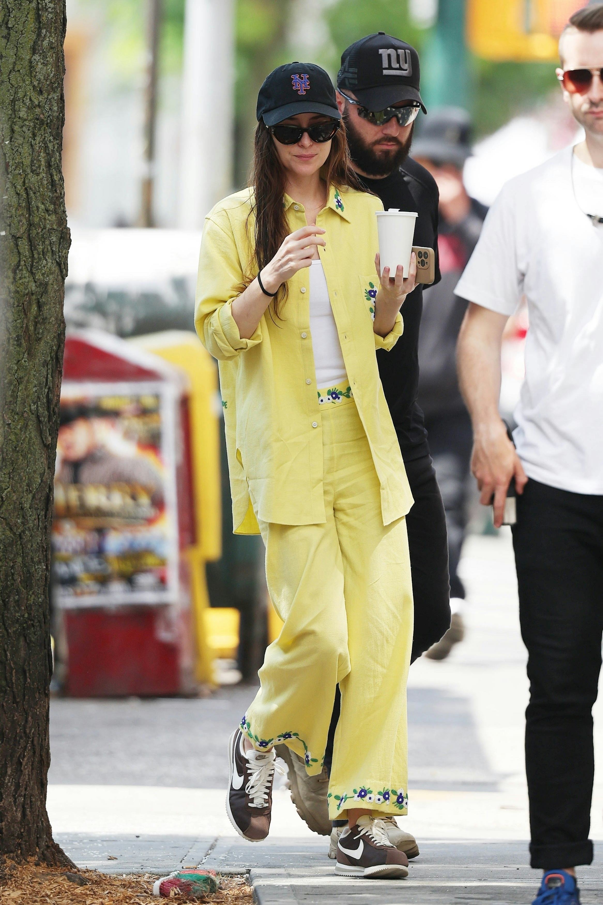 Dakota Johnson’s Yellow Matching Set Had A Surprisingly Romantic Flair