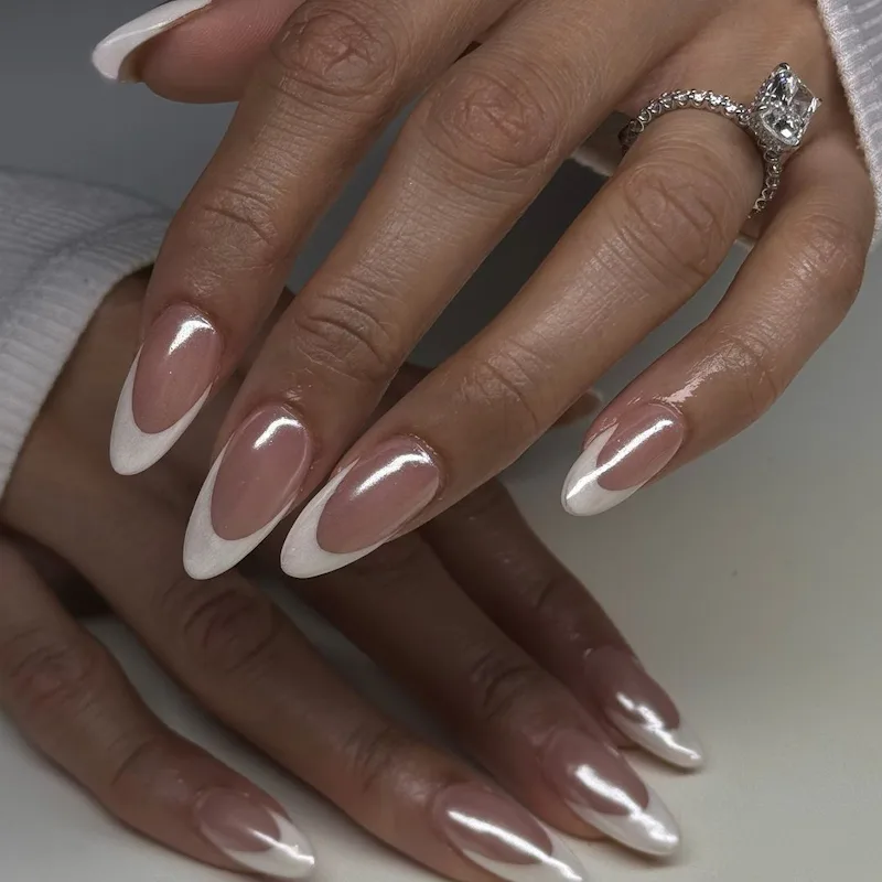 Chrome French Tip Nails Give A Modern Update To A Classic Mani