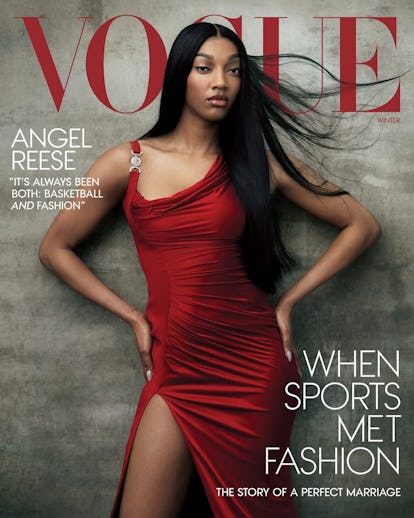 Angel Reese Wore A Dress With A Thigh-High Slit On 'Vogue'