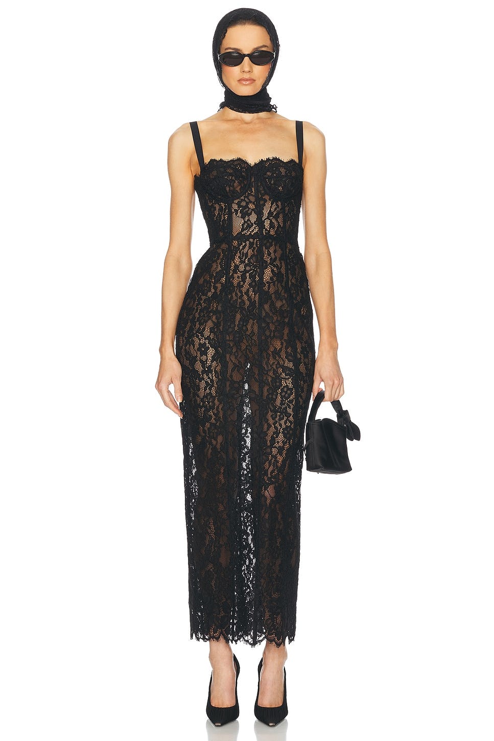 Elsa Hosk Freed The Nip In A Sheer Lace Dress From Helsa Studio