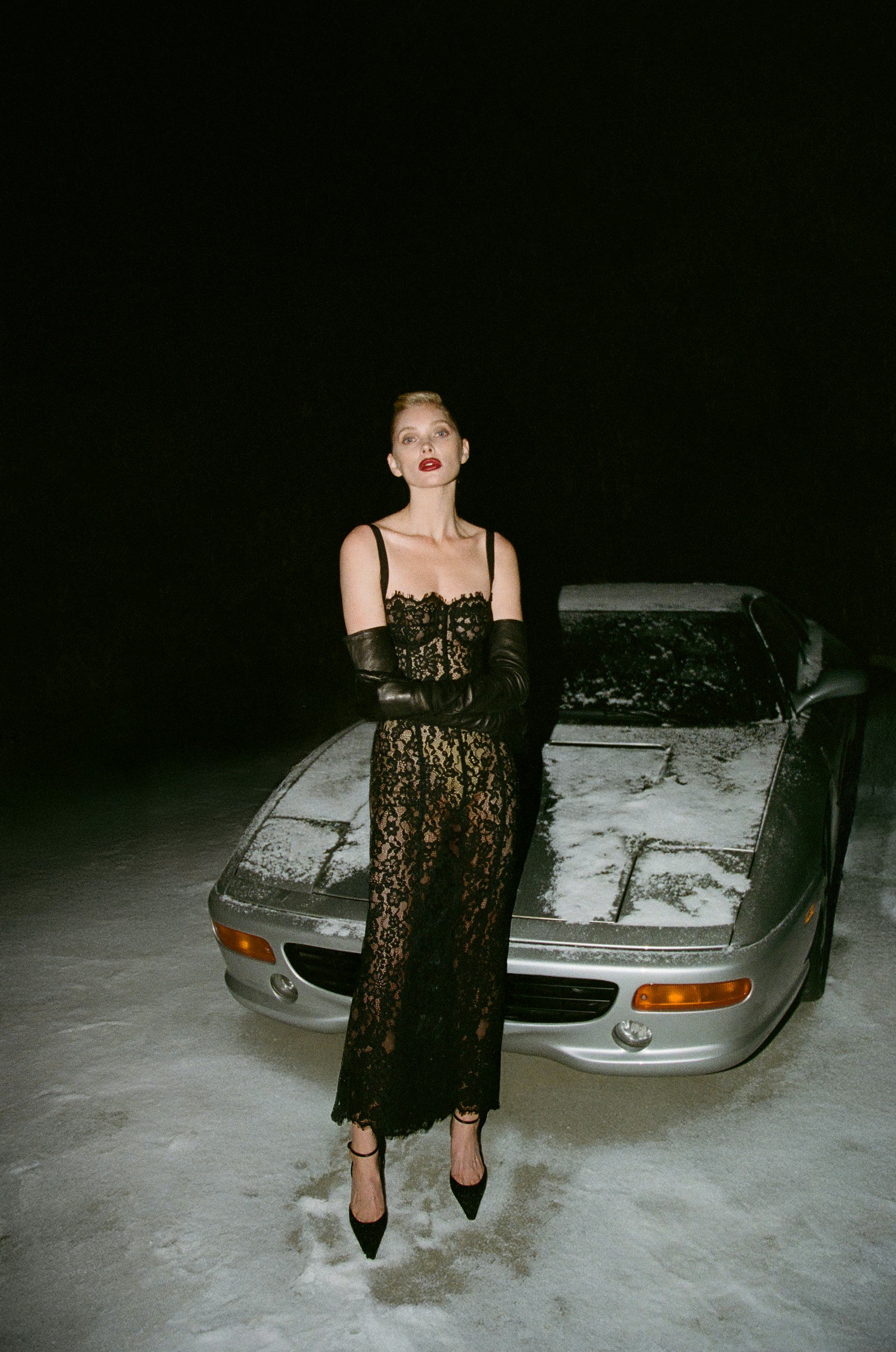 Elsa Hosk Freed The Nip In A Sheer Lace Dress From Helsa Studio