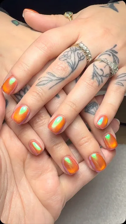16 Orange Cat-Eye Nail Ideas With Taylor Swift 'Showgirl' Energy