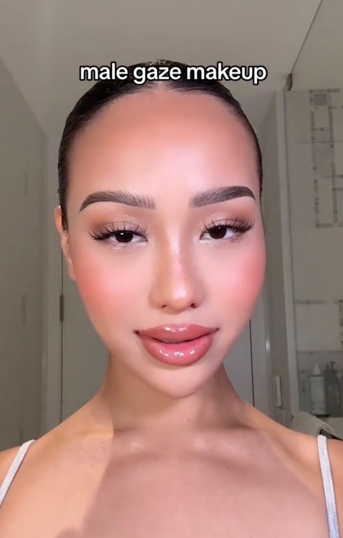 TikTok's "Male Gaze" Vs. "Female Gaze" Makeup Trend, Explained