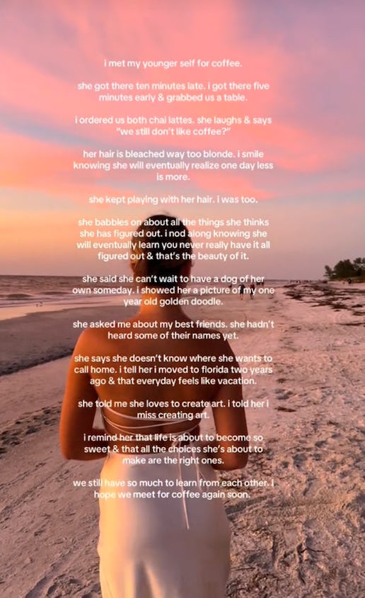 TikTok's "Meeting Your Younger Self For Coffee," Explained