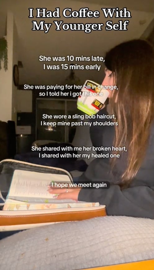 TikTok's "Meeting Your Younger Self For Coffee," Explained