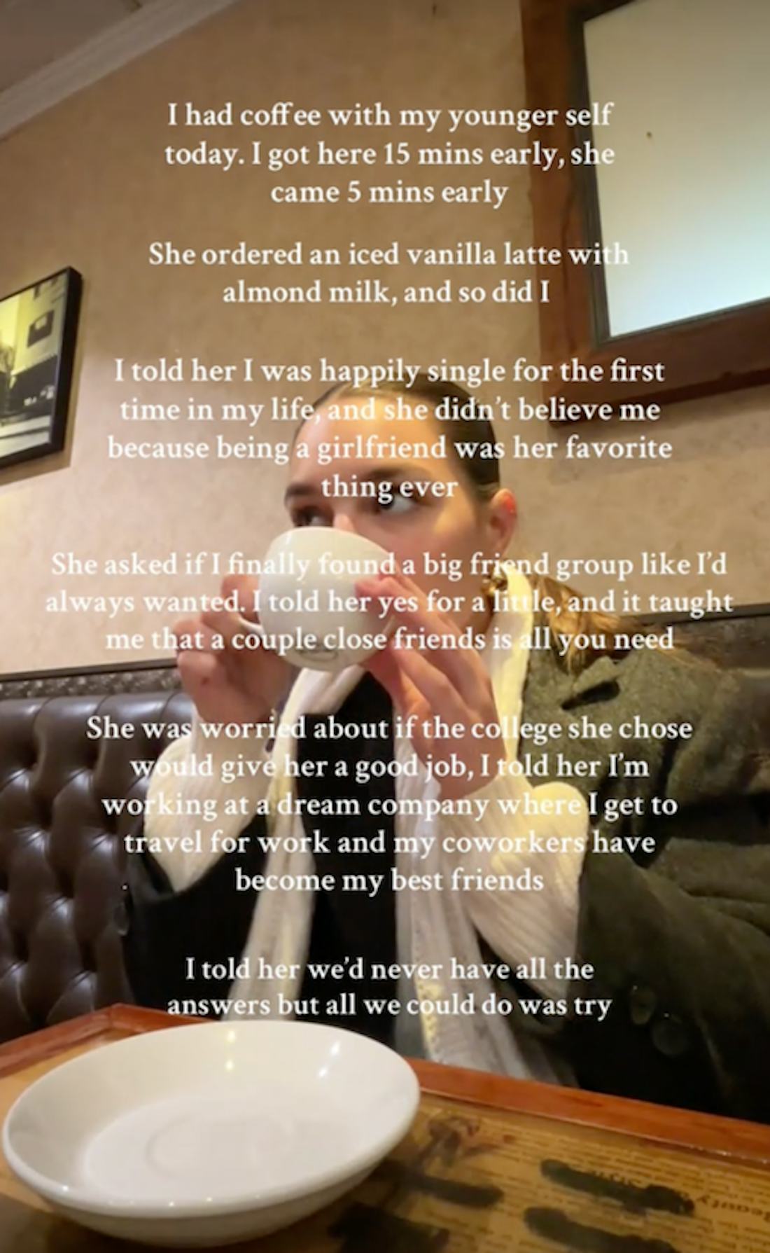 TikTok's "Meeting Your Younger Self For Coffee," Explained