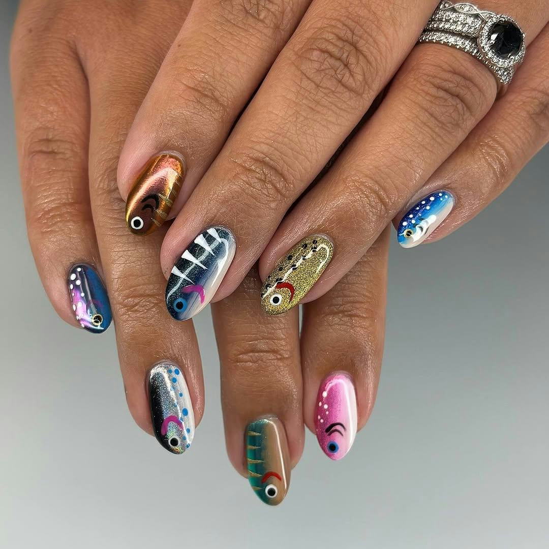 Fish Lure Nails Are Fall 2025's Quirkiest Mani Trend