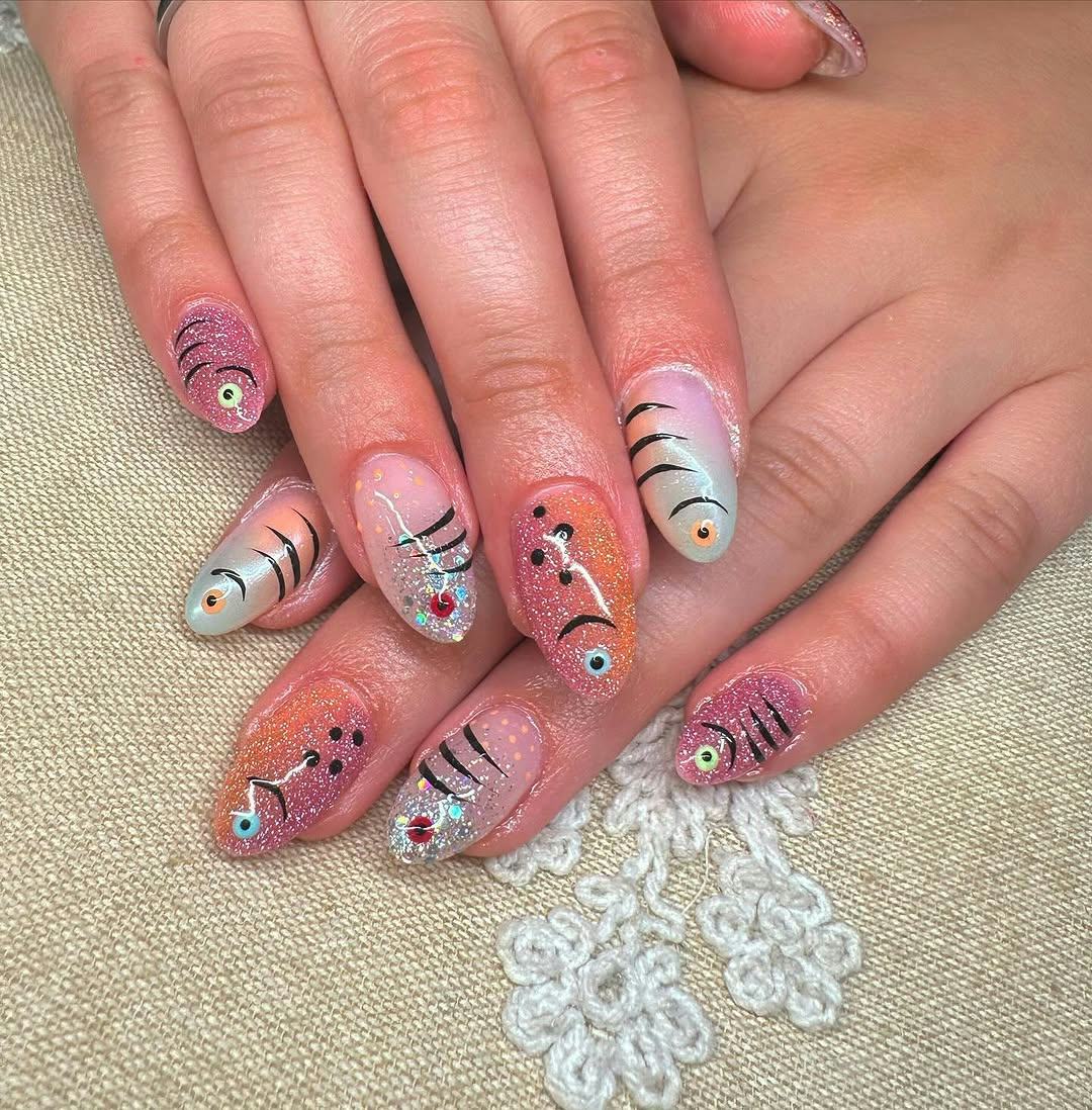 Fish Lure Nails Are Fall 2025's Quirkiest Mani Trend