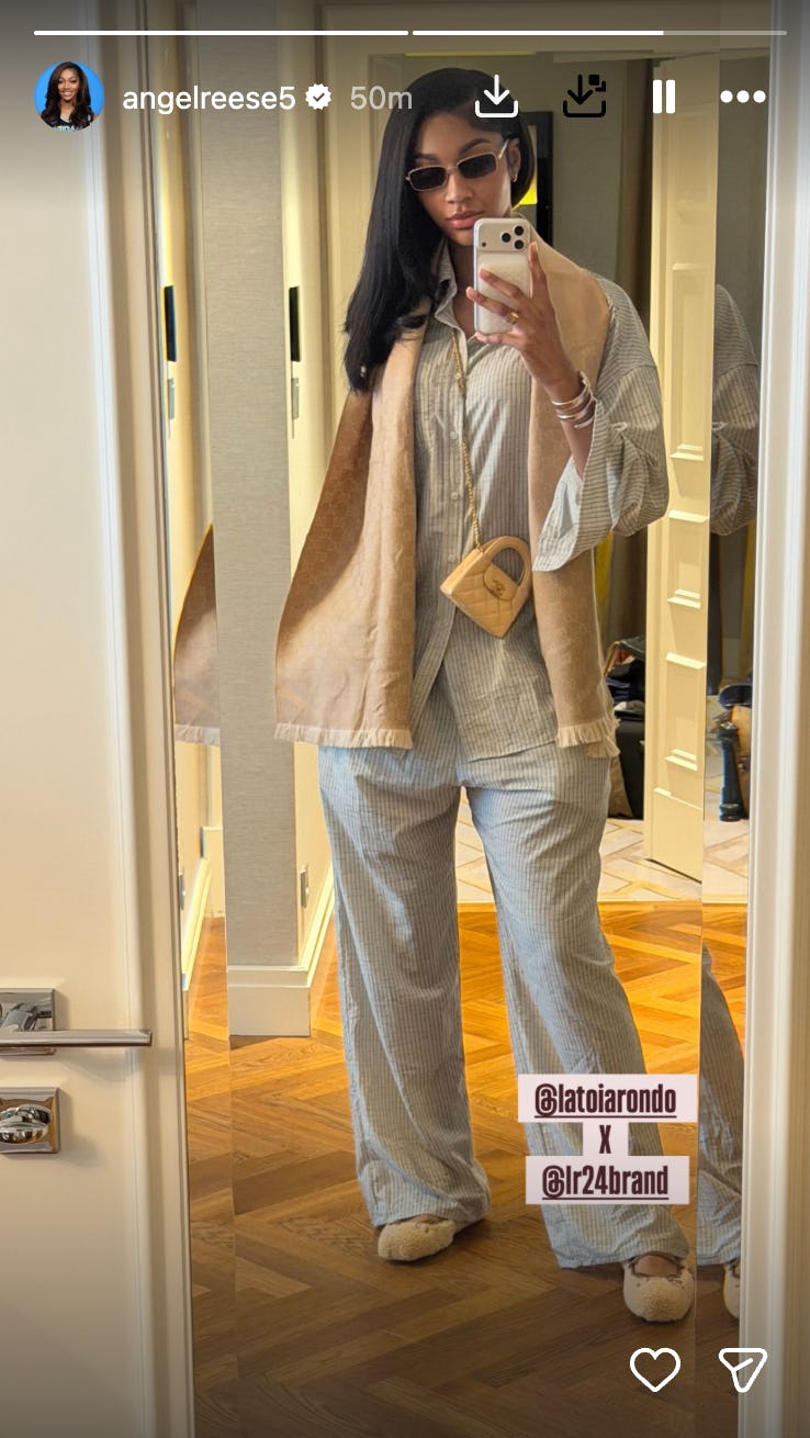 Angel Reese Revived The Nano Bag Trend In A Matching Pajama Set