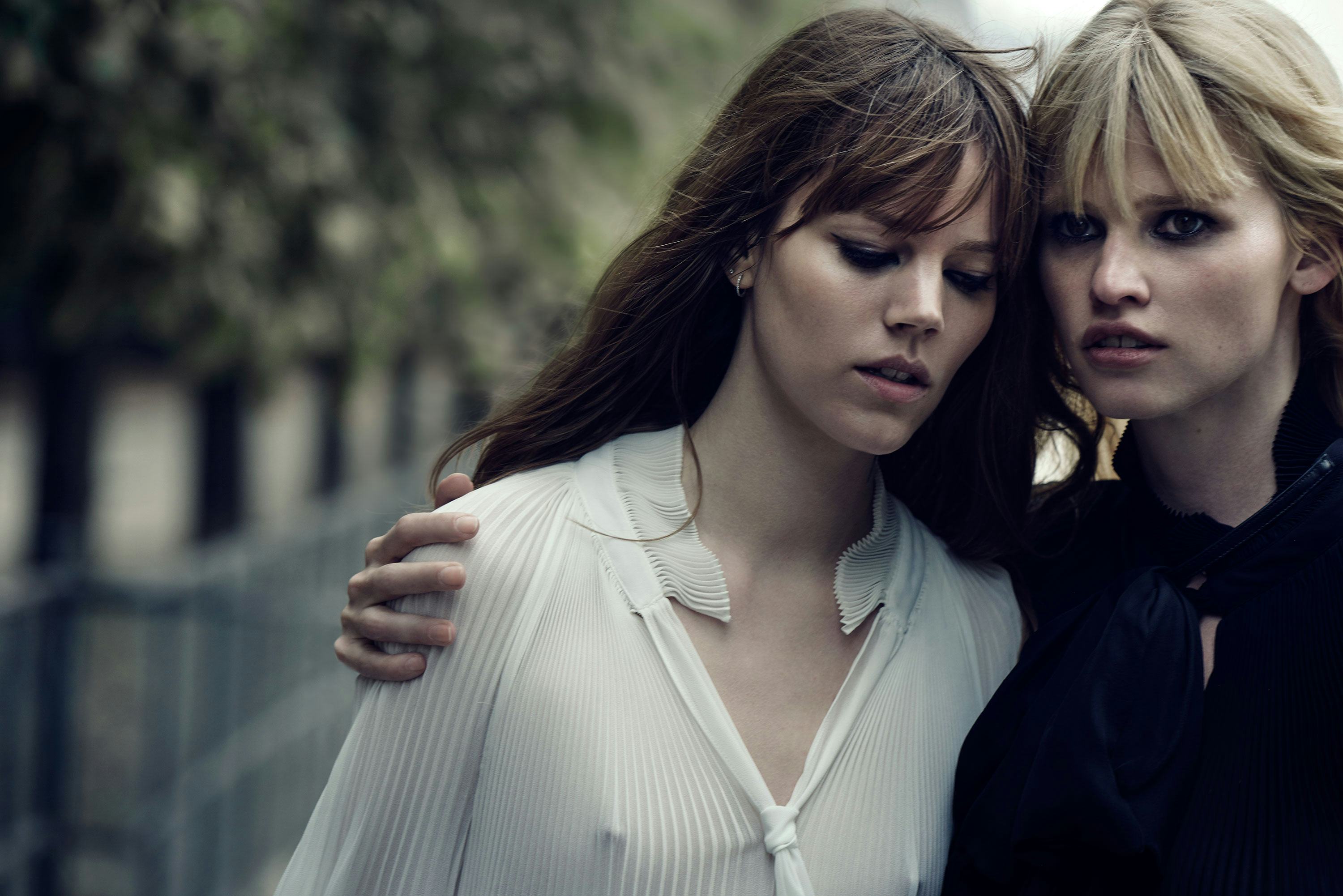Freja Beha Erickson and Lara Stone in Black and White