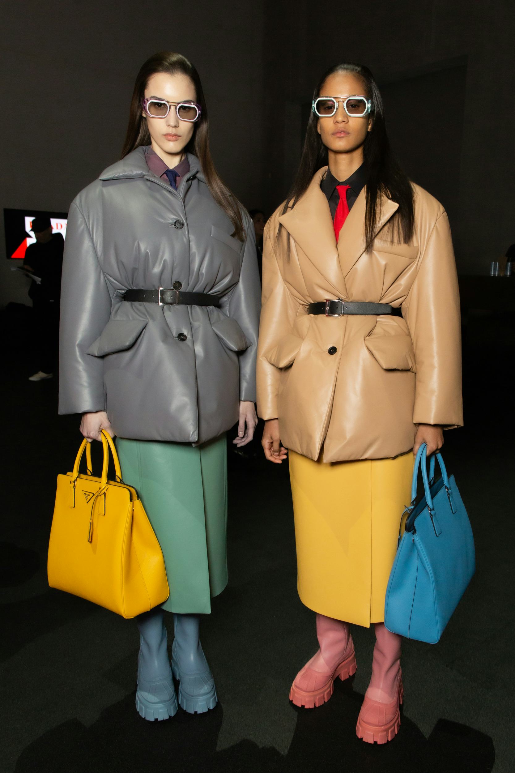 Backstage at the Prada Fall 2020 Runway Show at Milan Fashion Week