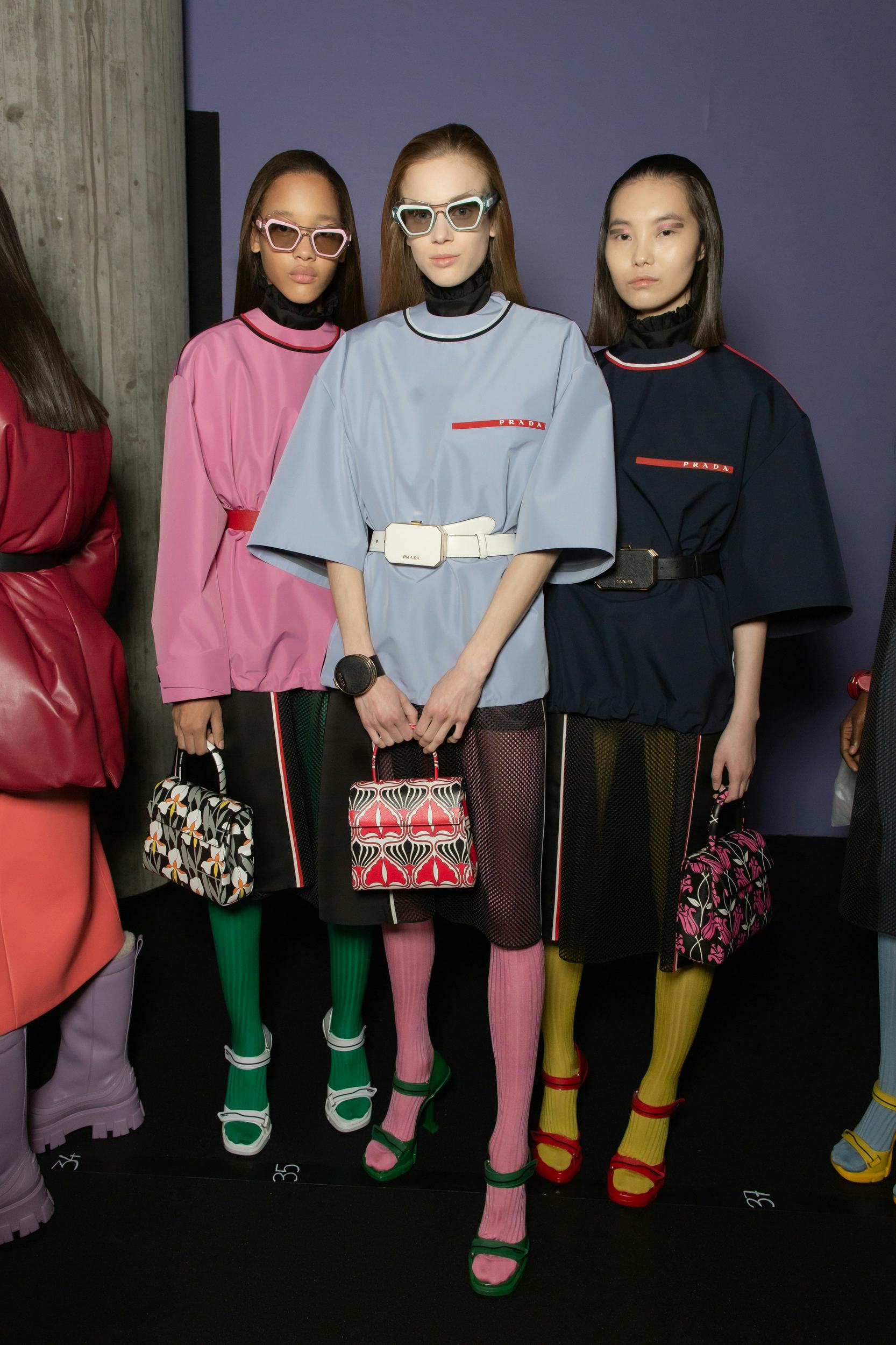 Backstage at the Prada Fall 2020 Runway Show at Milan Fashion Week