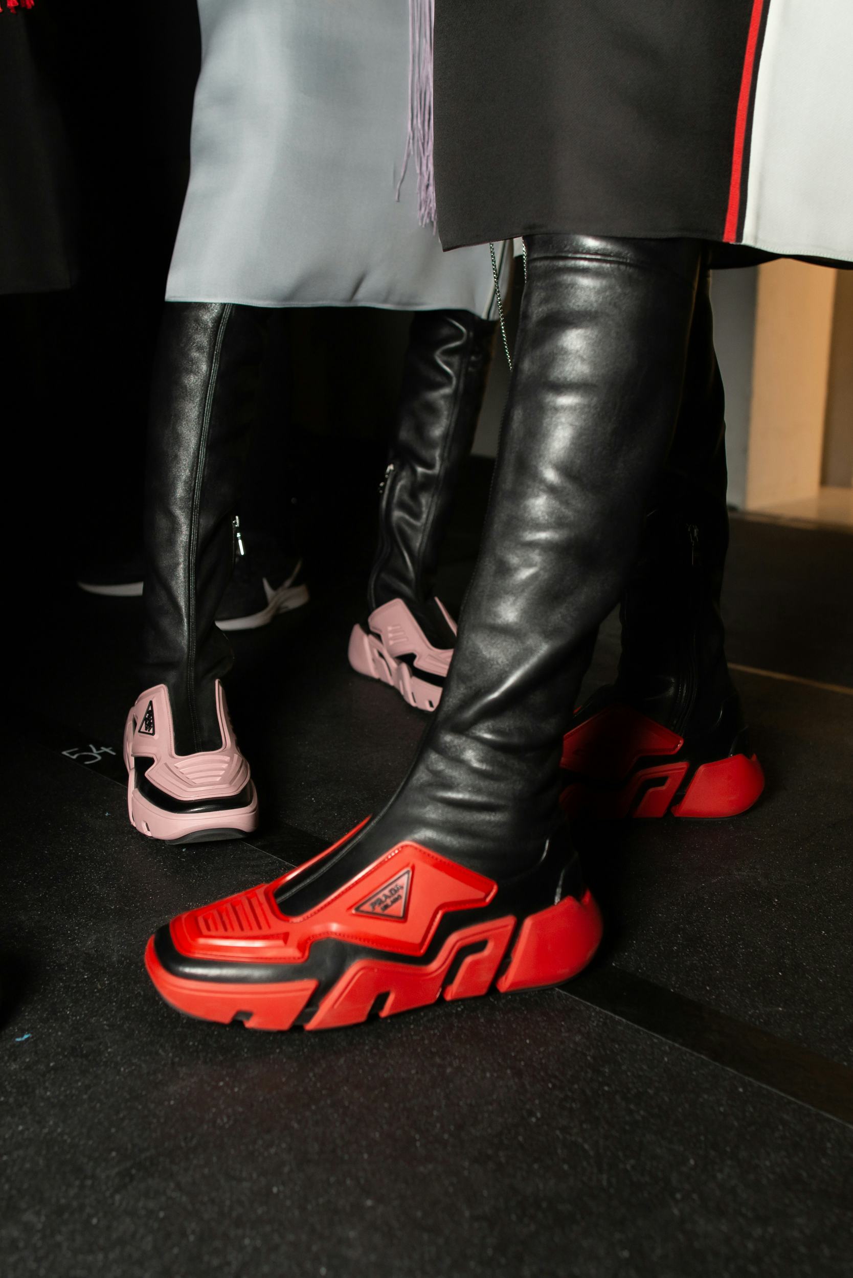 Backstage at the Prada Fall 2020 Runway Show at Milan Fashion Week